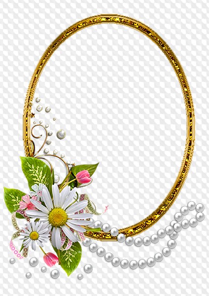 PSD, 8 PNG, Pearls and flowers, clipart frames with transparent background