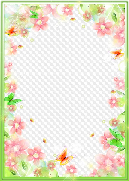 PSD, 6 PNG, Florets, photo frames with flowers and transparent background