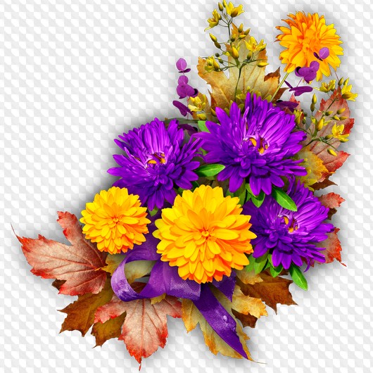 Set of autumn clusters png for design with flowers, leaves, berries ...