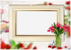 Happy Holidays! Spring flowers, photo frame PNG, PSD. Transparent PNG ...