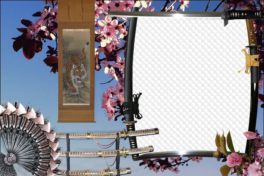 4 PNG frames, Samurai