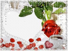 Frame for photo - Tea Rose and gold ornaments