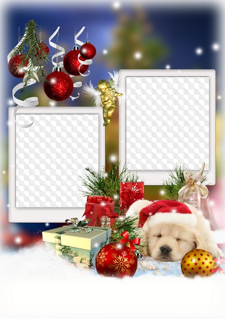 Christmas, photo frame for photoshop in PSD and PNG.
