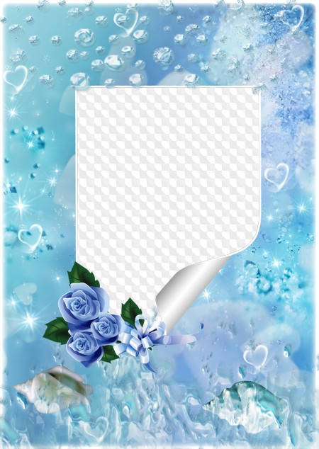 Blue rose, Romantic photo frame