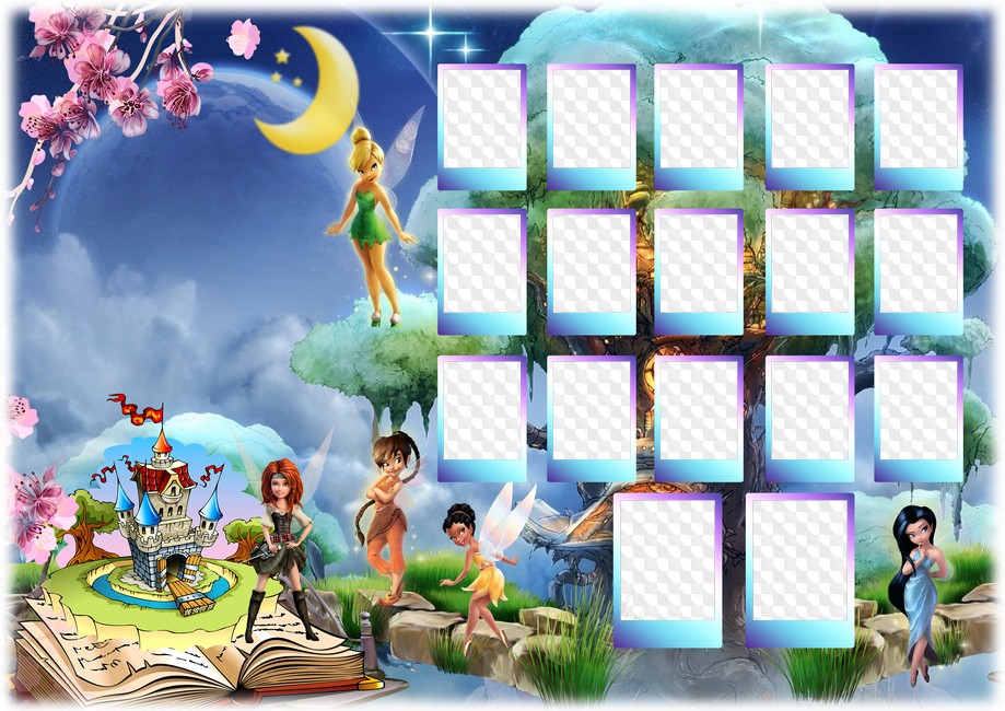 Photo frame for 17 photos with fairies in PSD, PNG, JPG and three ...
