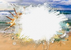Sea holiday, photo frame PNG, PSD