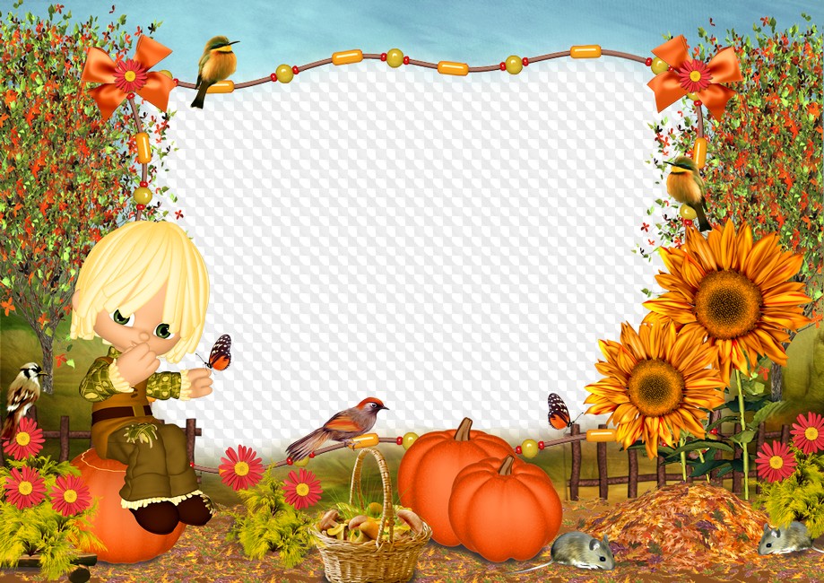 Set of childrens autumn frameworks - The golden autumn