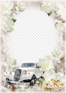 Wedding photo frame for Photoshop with white flowers and wedding ...