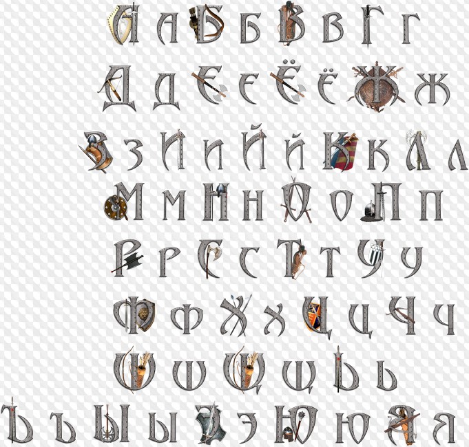 Russian Alphabet and numbers in different styles