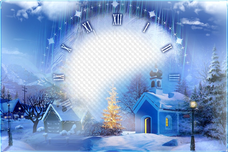 Three Winter New Year's photo frames. Two with chimes.