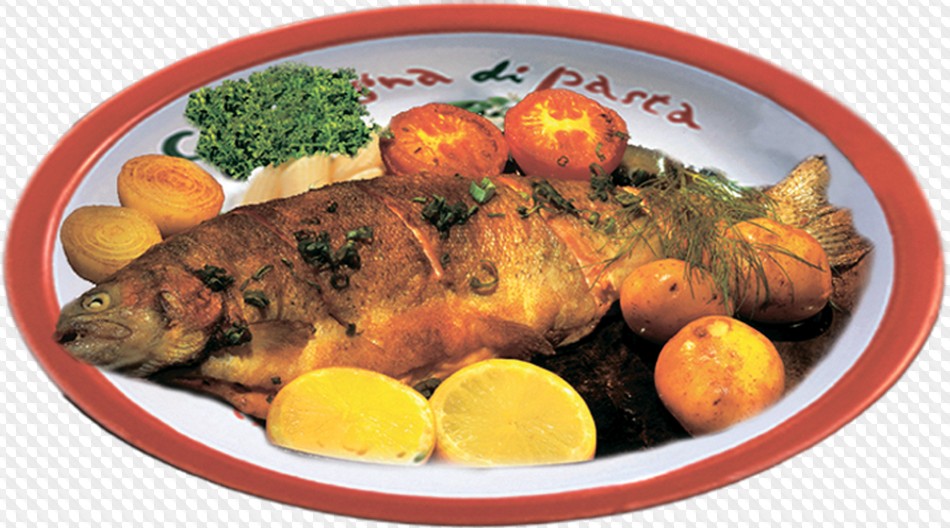 Ready meals on plates PNG, PSD, on a transparent background.