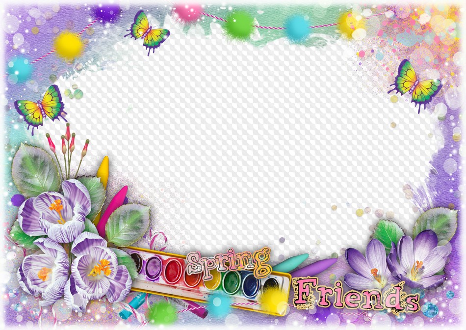 Spring friends, spring photo frame. PNG, PSD.