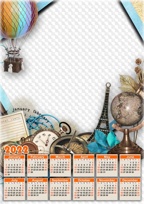 Travel 2022 Calendar With Photo Frame PNG PSD Calendar For Photoshop travel-2022-calendar-with-photo-frame-png-psd-calendar-for-photoshop