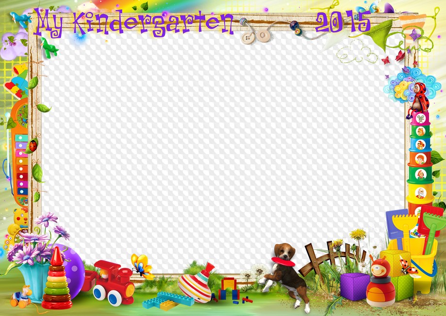 Free multi-layer frame for baby photos - Kindergarten (16 PNG PSD)