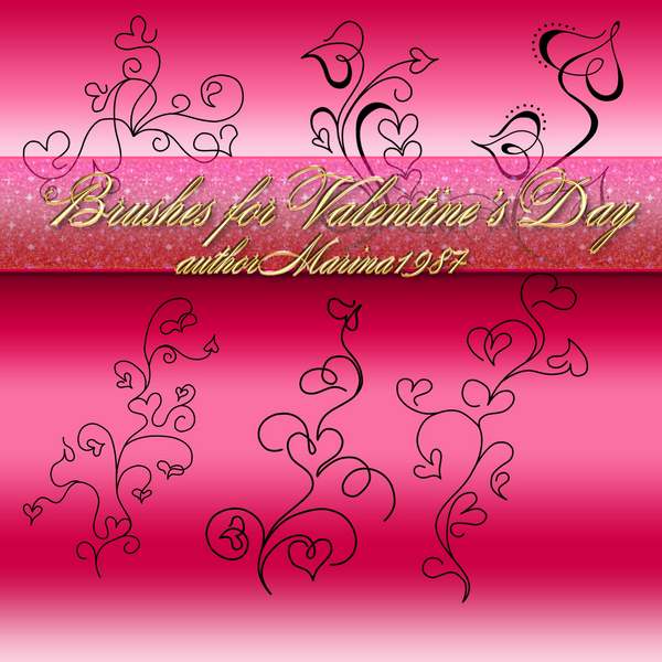Heart Swirls, Valentines Day Brushes