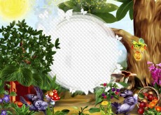 In the forest, photo frame for children.