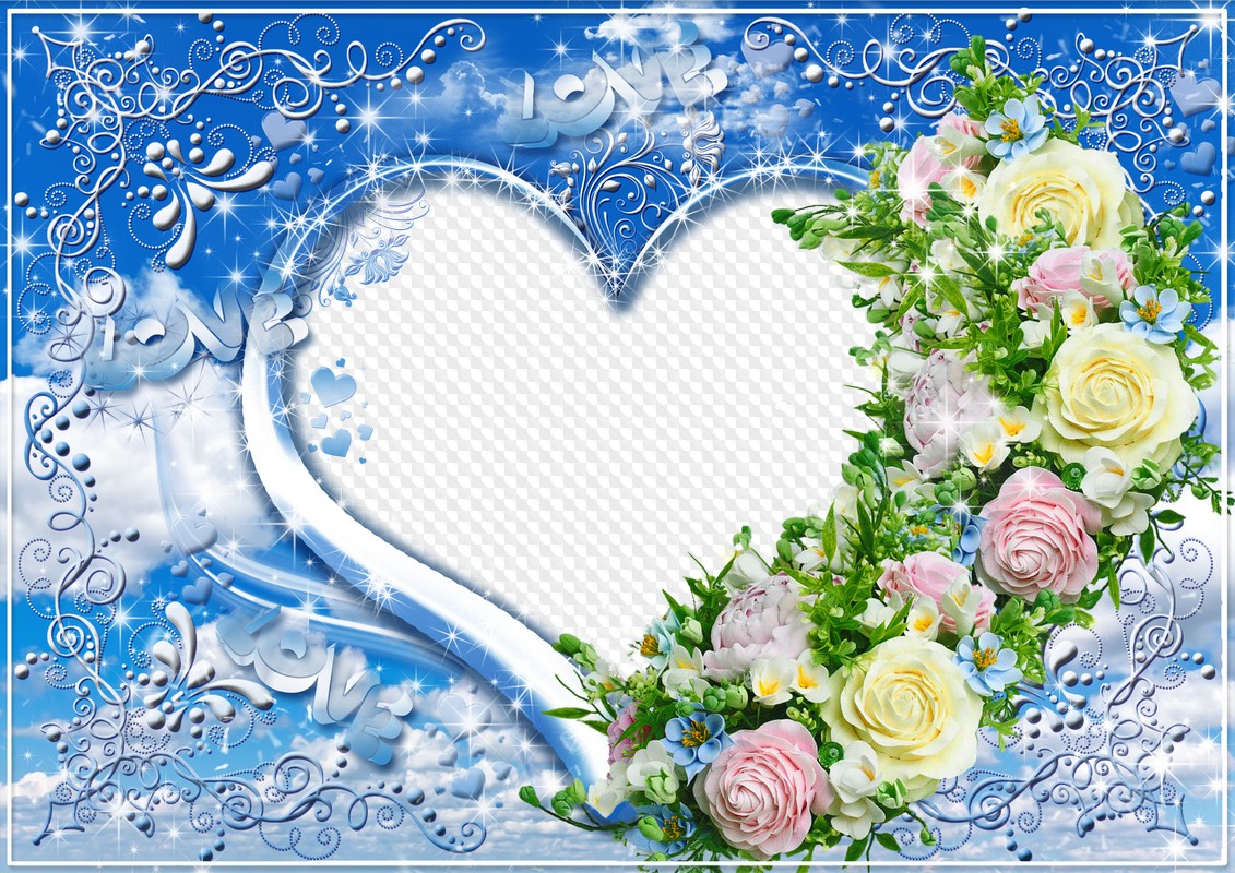 Heart cutout, Two photo frames are bright, festive.