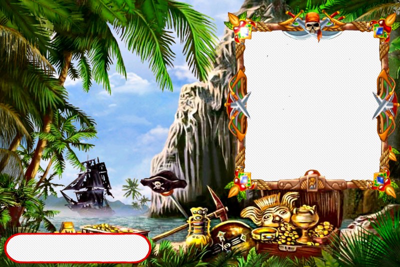 Treasure Island, PSD photo frame PNG