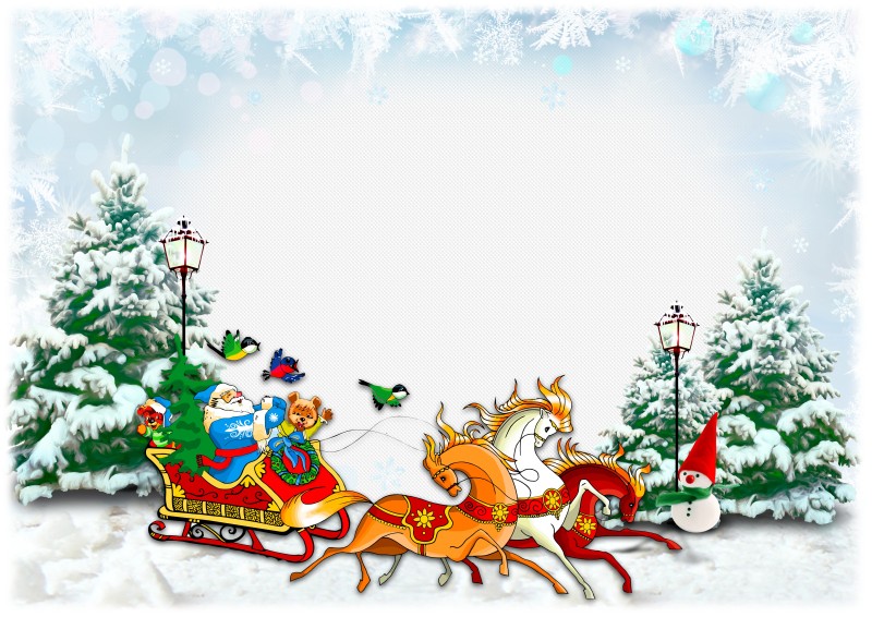 Santa Claus on a sleigh, photo frame PSD