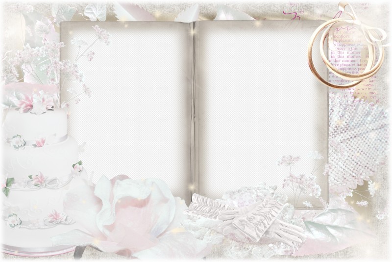 Open wedding book, photo frame PSD