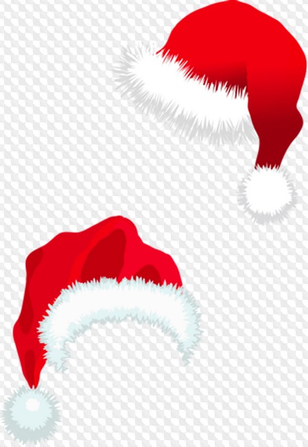 Красный новогодний колпак Санты PSD, PNG, на прозрачном фоне