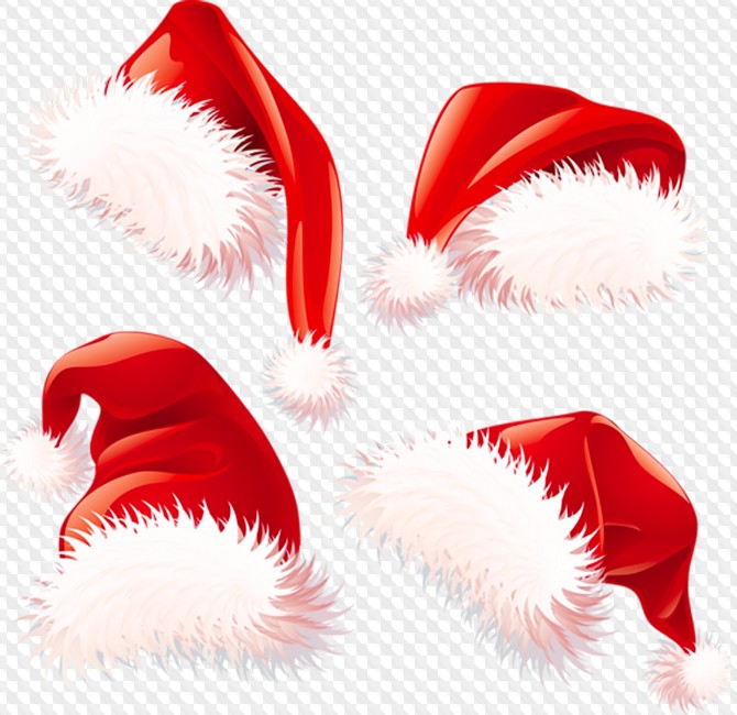 Красный новогодний колпак Санты PSD, PNG, на прозрачном фоне