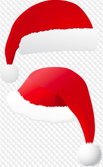 Красный новогодний колпак Санты PSD, PNG, на прозрачном фоне