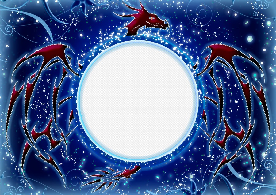 Year of the dragon, photo frame with dragon.