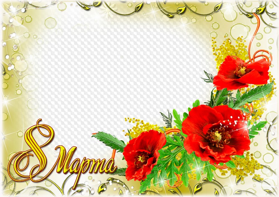 Female photo frame on the 8th of March with Macs and Mimosa