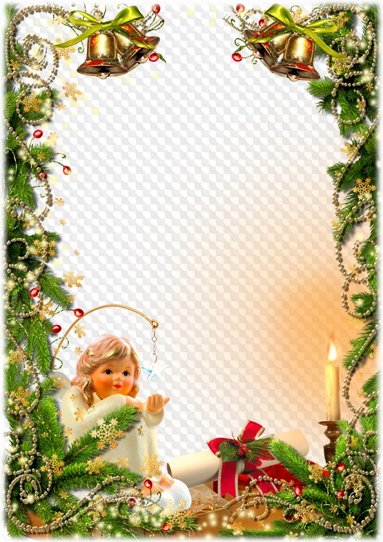 Greeting Christmas frame for Photoshop - Christmas candle