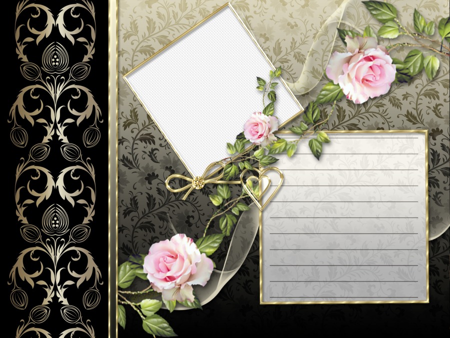 Three photo frames for photo album, 3 PNG, 3 PSD. Classic.