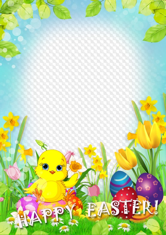 Spring Easter photo frame printable template