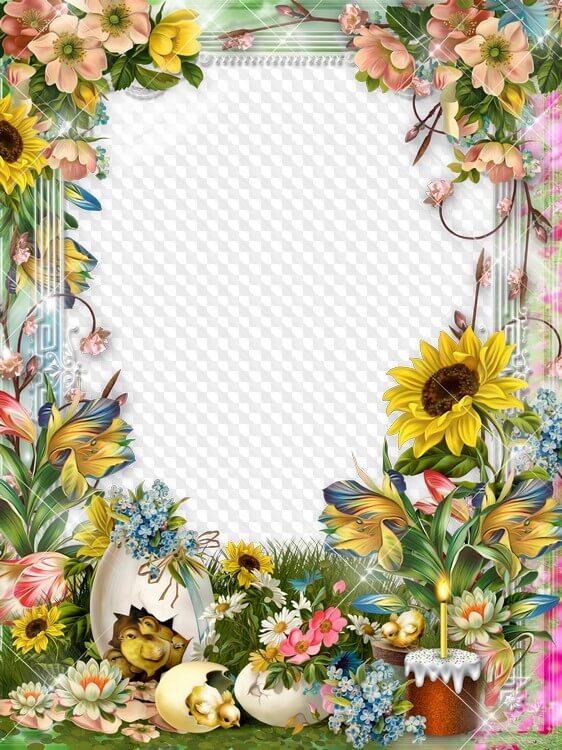 Happy Easter! Collection of 20 PNG photo frames.