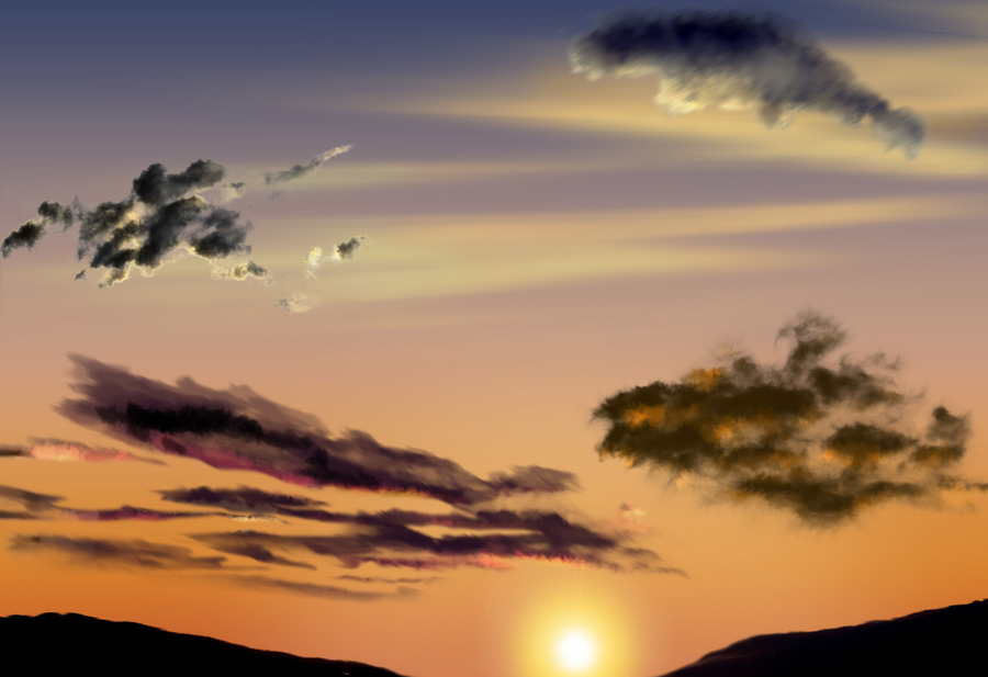 Evening sky template for Photoshop