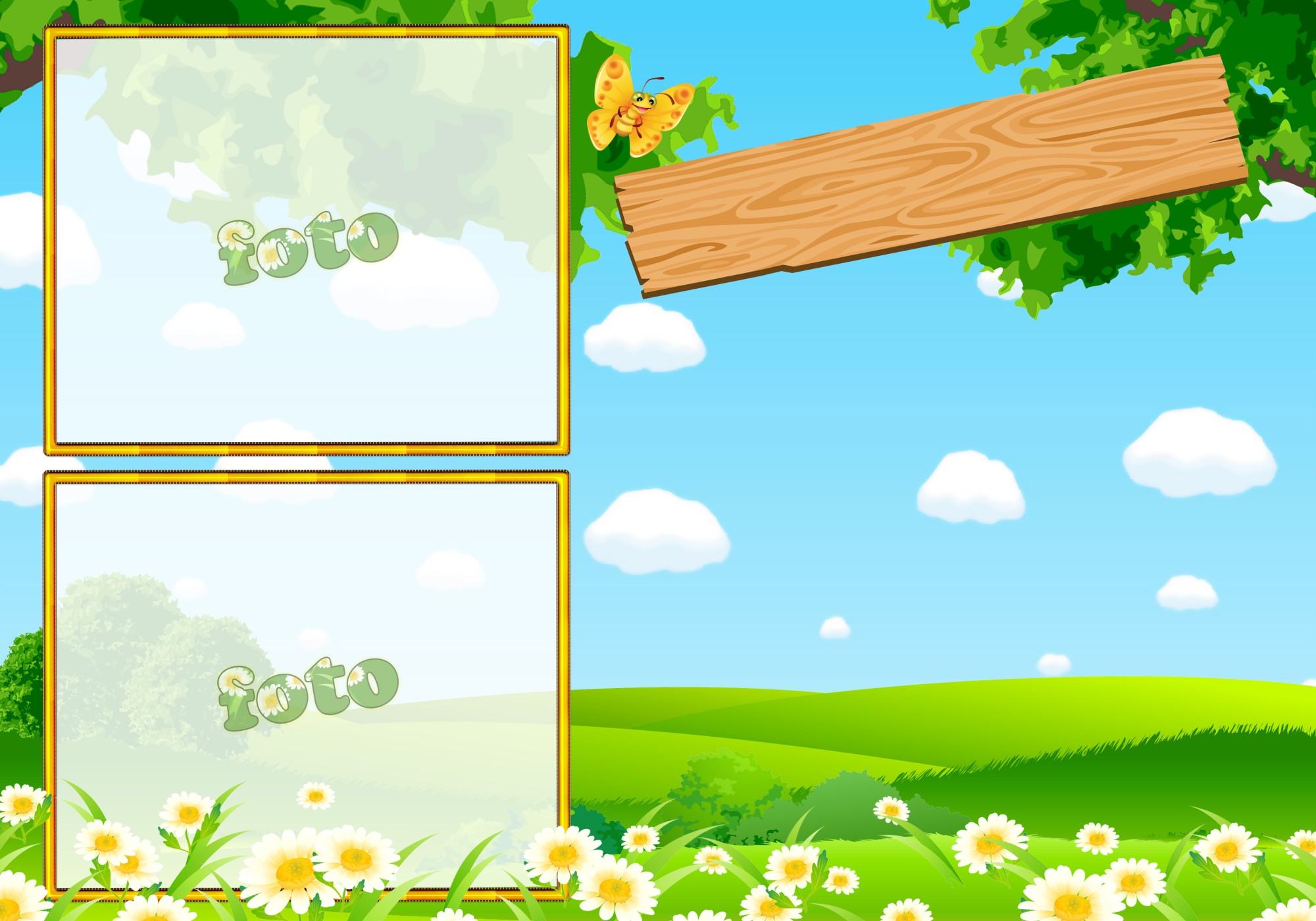 Five children photo frames PSD collages