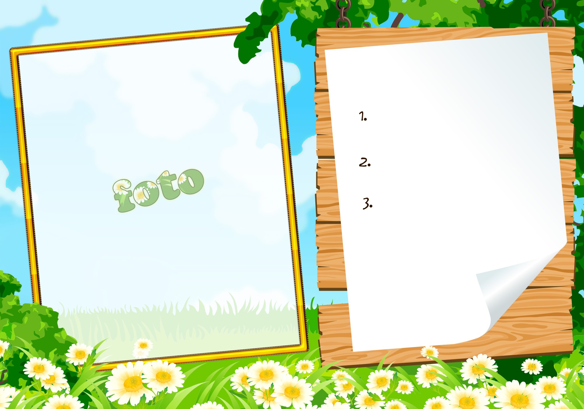 Five children photo frames PSD collages