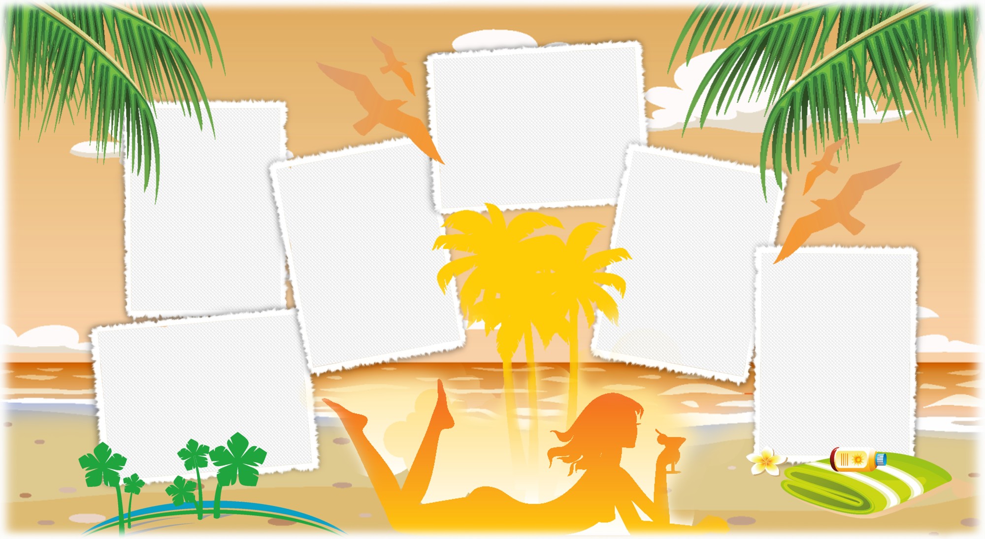 Vacation, collage frames, photo frames PNG, PSD