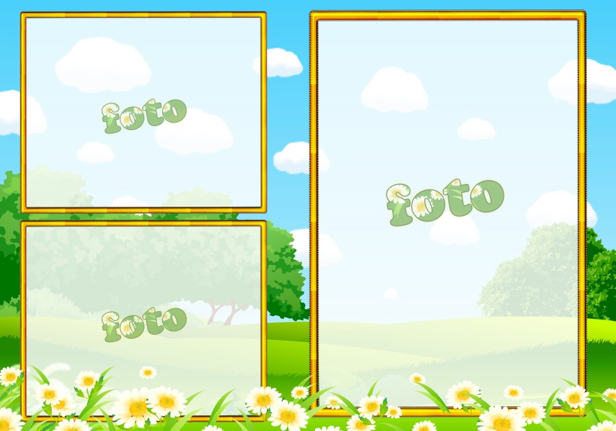 Five children photo frames PSD collages