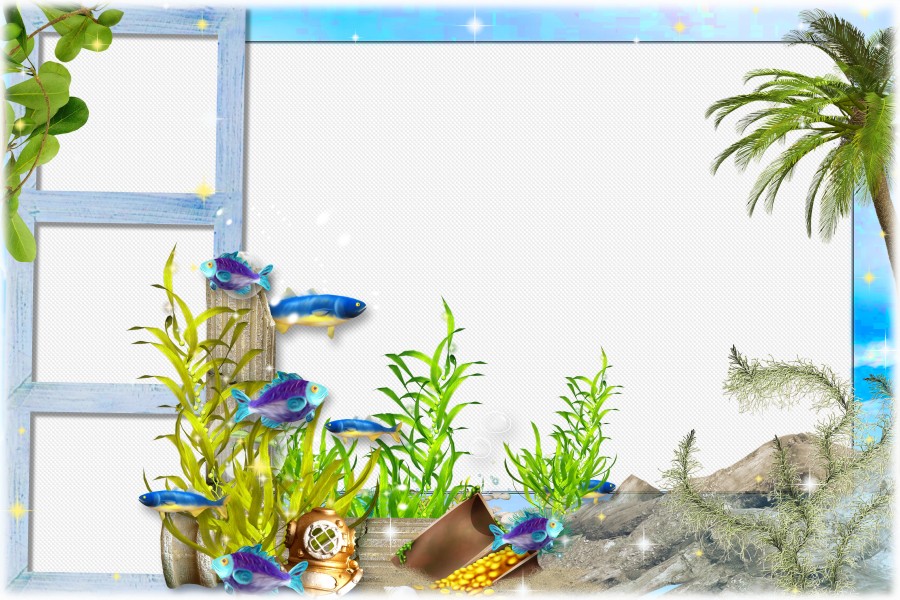 Underwater world, photo frame collage