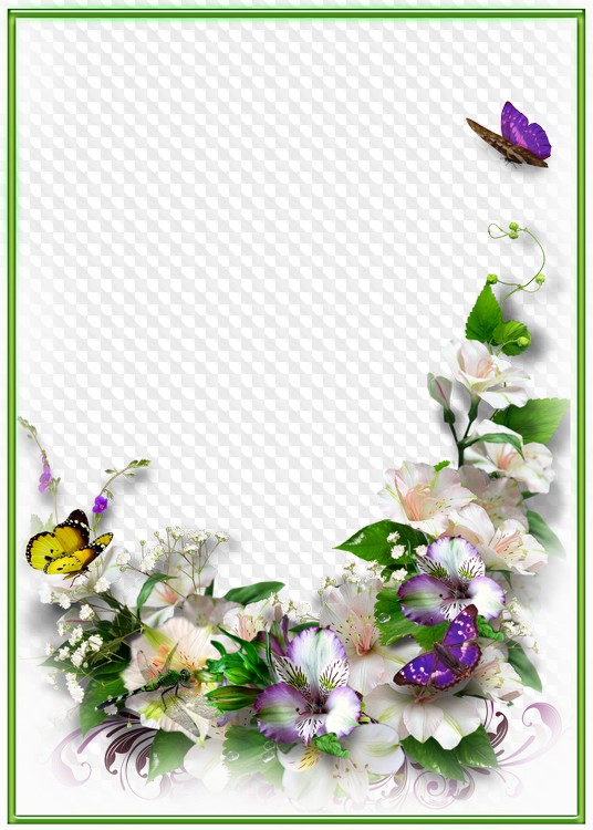 Flower frame for Photoshop, collage, PSD template download