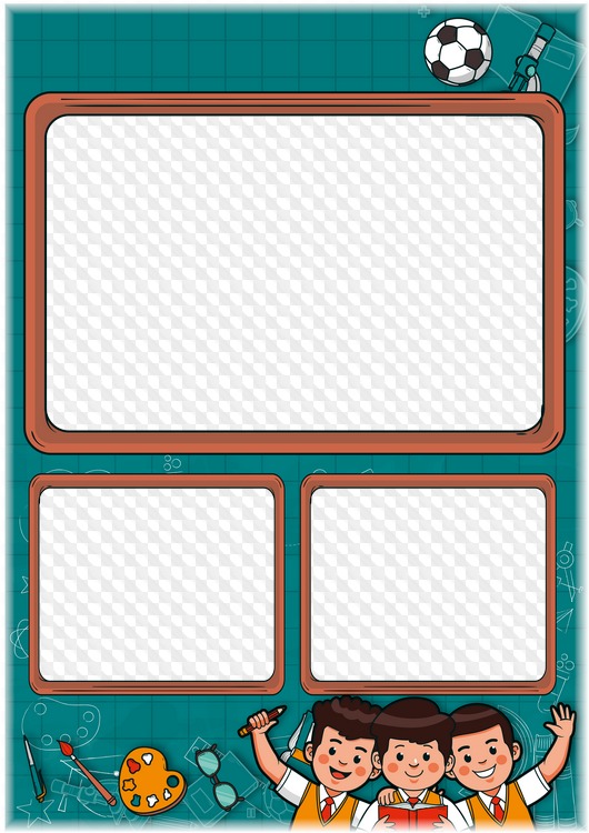 Three schoolchildren photo frame PNG, students photo frame PSD