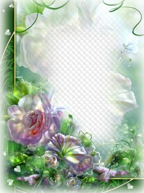 Beautiful flowers frame for photo collage, dream PSD photo frame