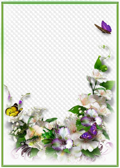 Flower frame for Photoshop, collage, PSD template download
