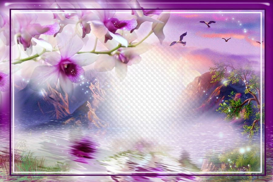 Five flower frames in one PSD