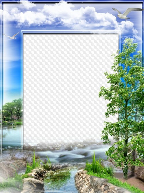 Summer Frame for Photo - The Little Mermaid on the Seashore