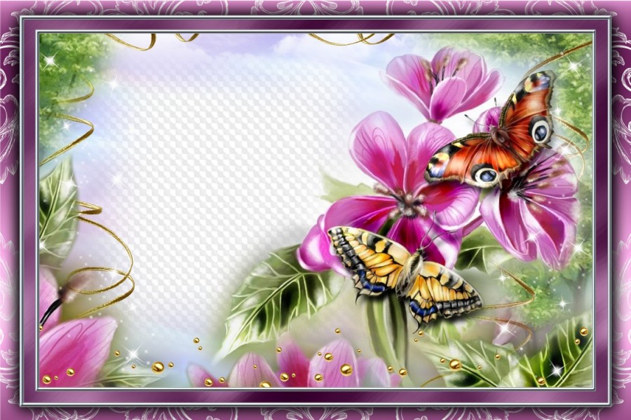 Frame with background photoshop - Flowers give us the mood