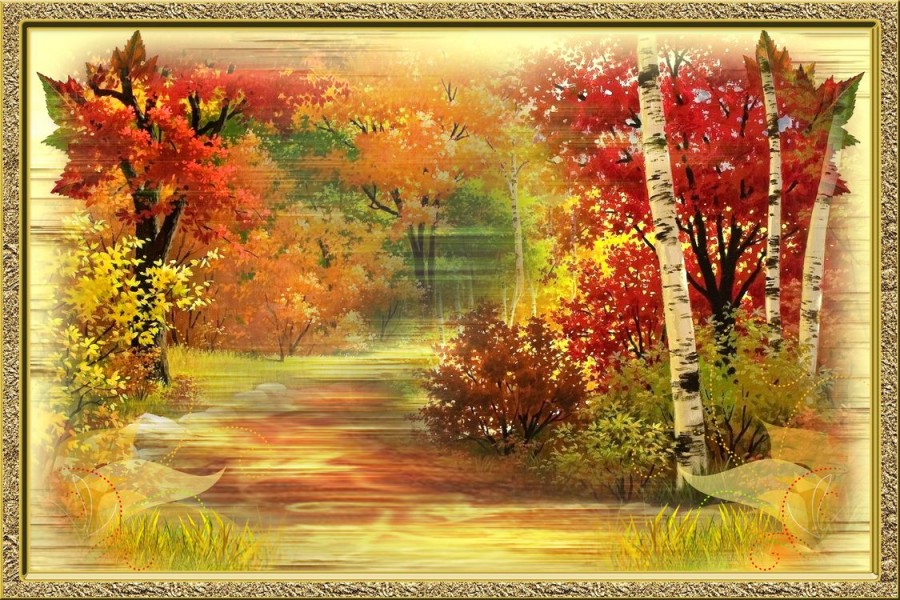 Autumn in the forest frame, PSD photo frame with background for collage