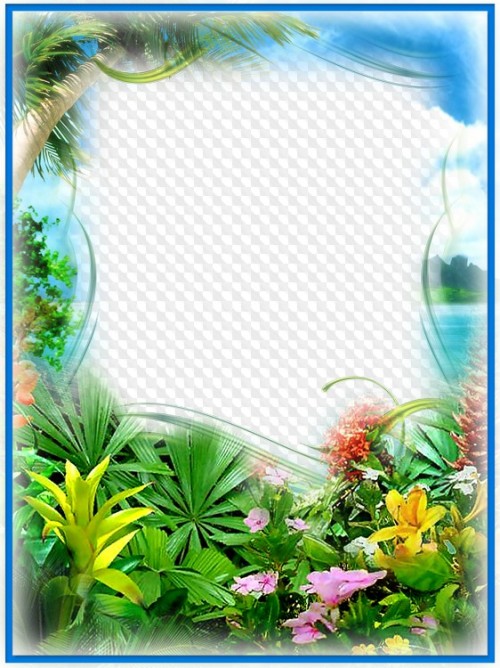 Tropical island frame, PSD photo frame