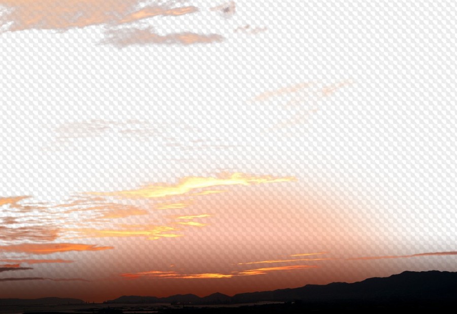 Evening sky PNG, Sunset behind the mountains, clouds, PSD layered