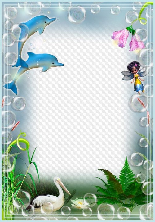 Dolphins frame, photo frame PSD